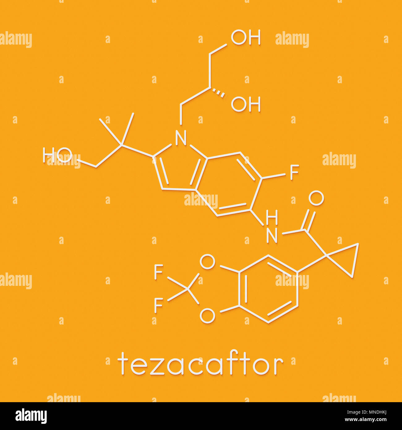 Tezacaftor cystic fibrosis drug molecule. Skeletal formula Stock Photo ...