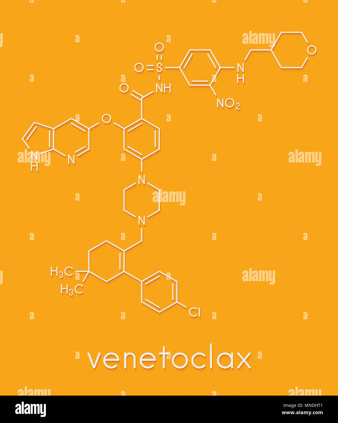 Venetoclax cancer drug molecule (BCL-2 inhibitor). Skeletal formula ...