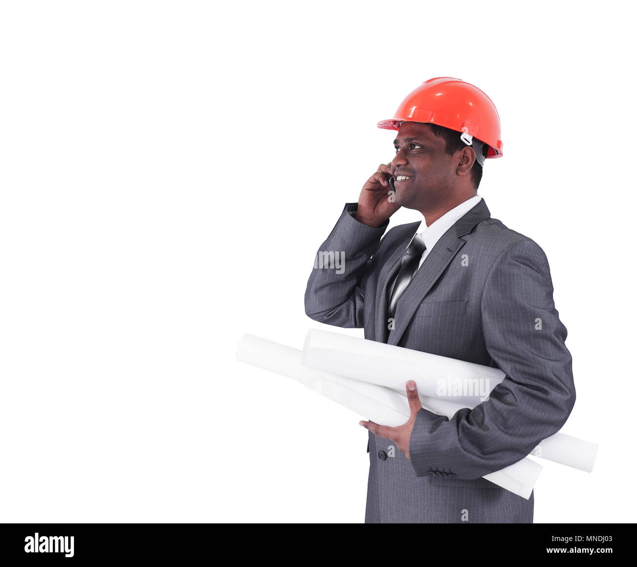 handsome engineer architect talking on mobile phone Stock Photo - Alamy