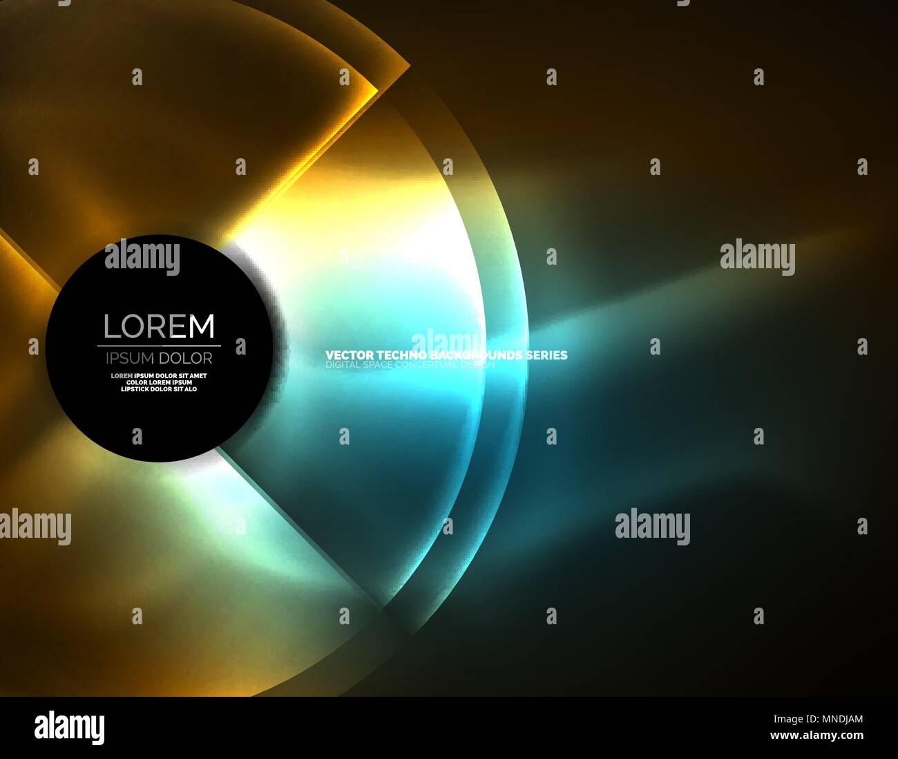 Circular glowing neon shapes, techno background. Circular glowing neon ...