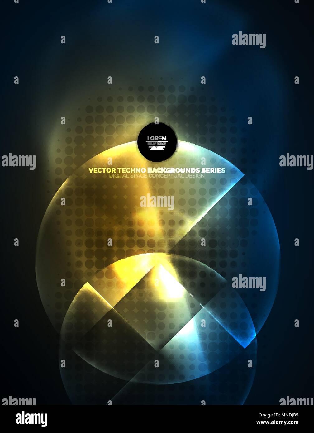 Circular glowing neon shapes, techno background. Circular glowing neon ...