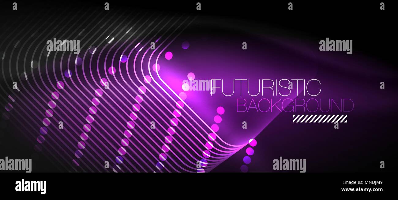 Neon glowing techno lines. Neon glowing techno lines, hi-tech purple ...