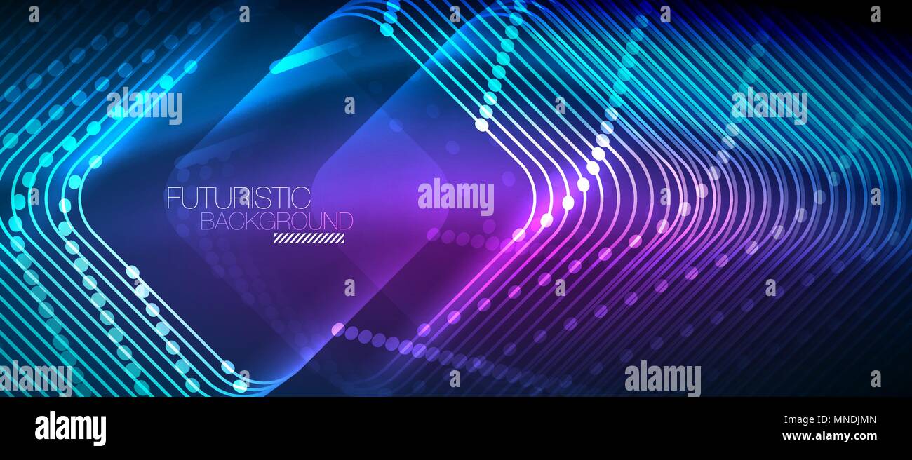 Neon glowing techno lines. Neon glowing techno lines, hi-tech ...