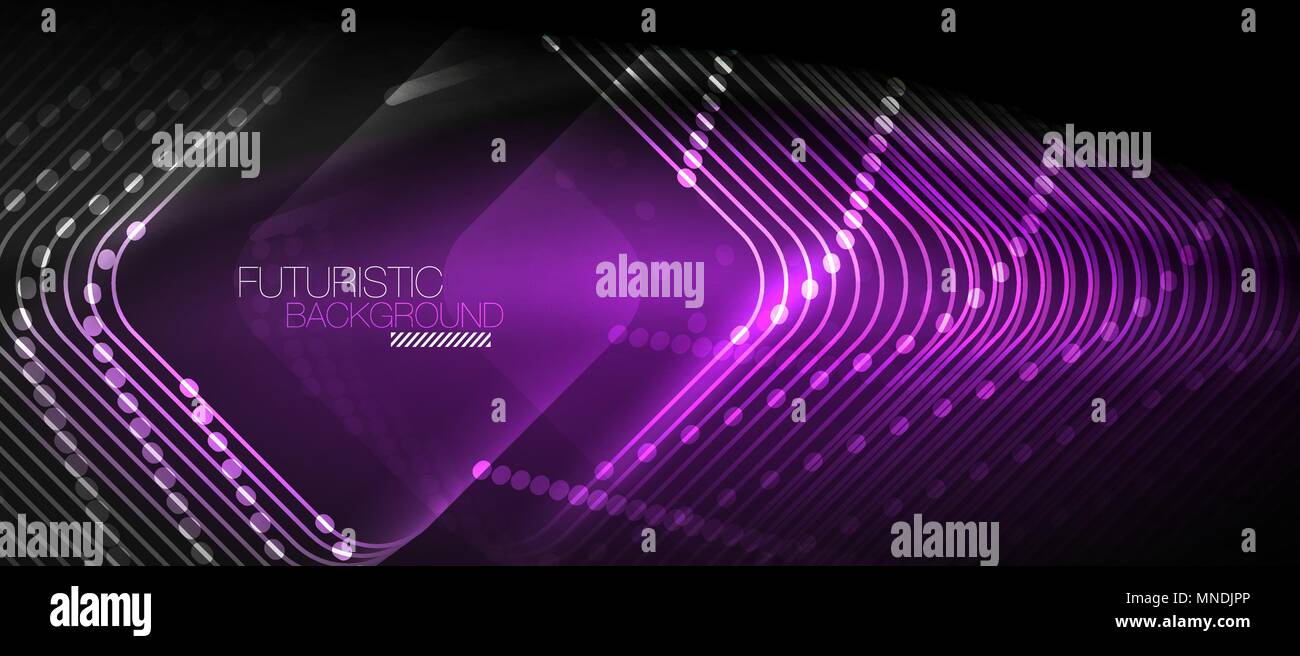 Neon glowing techno lines. Neon glowing techno lines, hi-tech purple ...