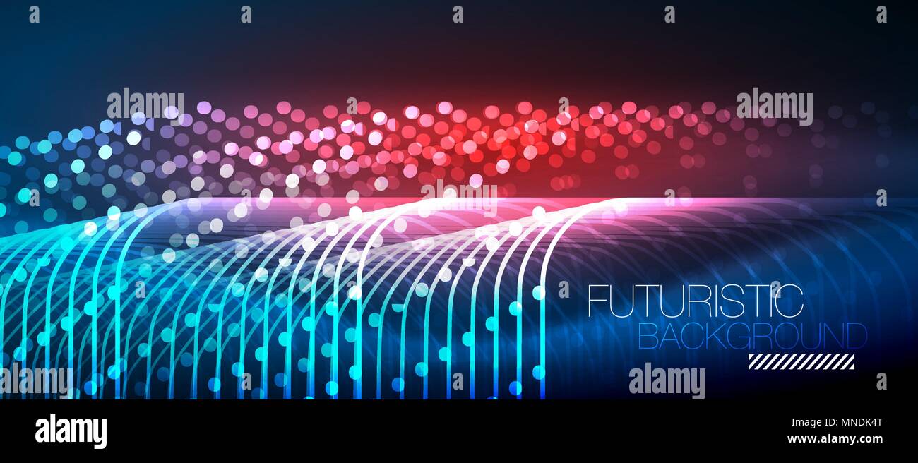 Neon glowing techno lines. Neon glowing techno lines, hi-tech ...