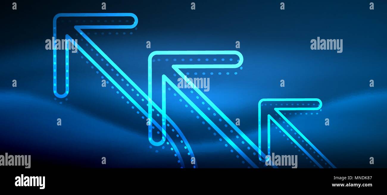 Techno neon glowing arrow background. Techno neon glowing arrow ...
