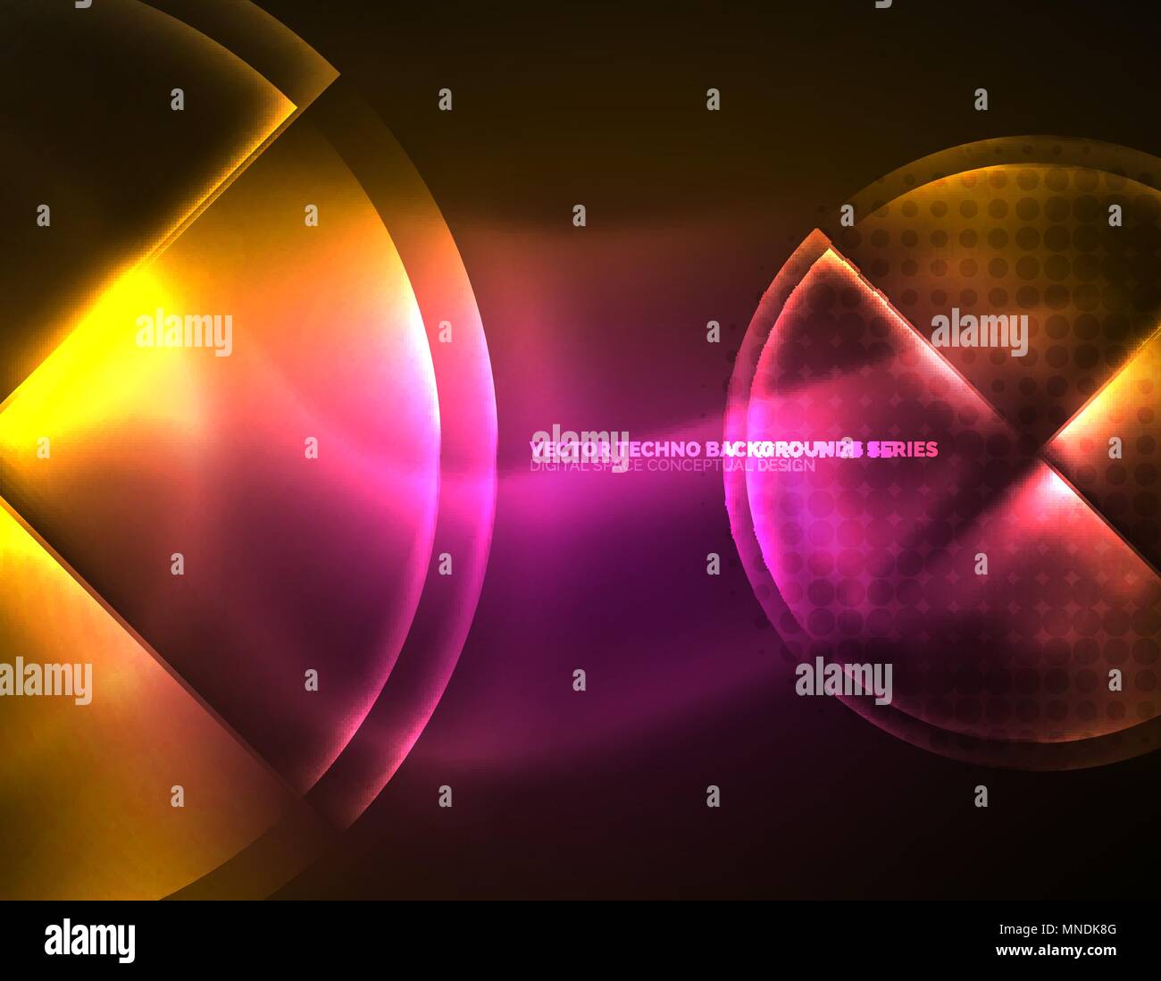 Circular glowing neon shapes, techno background. Circular glowing neon ...