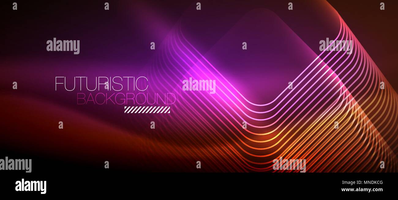 Neon glowing techno lines. Neon glowing techno lines, hi-tech ...