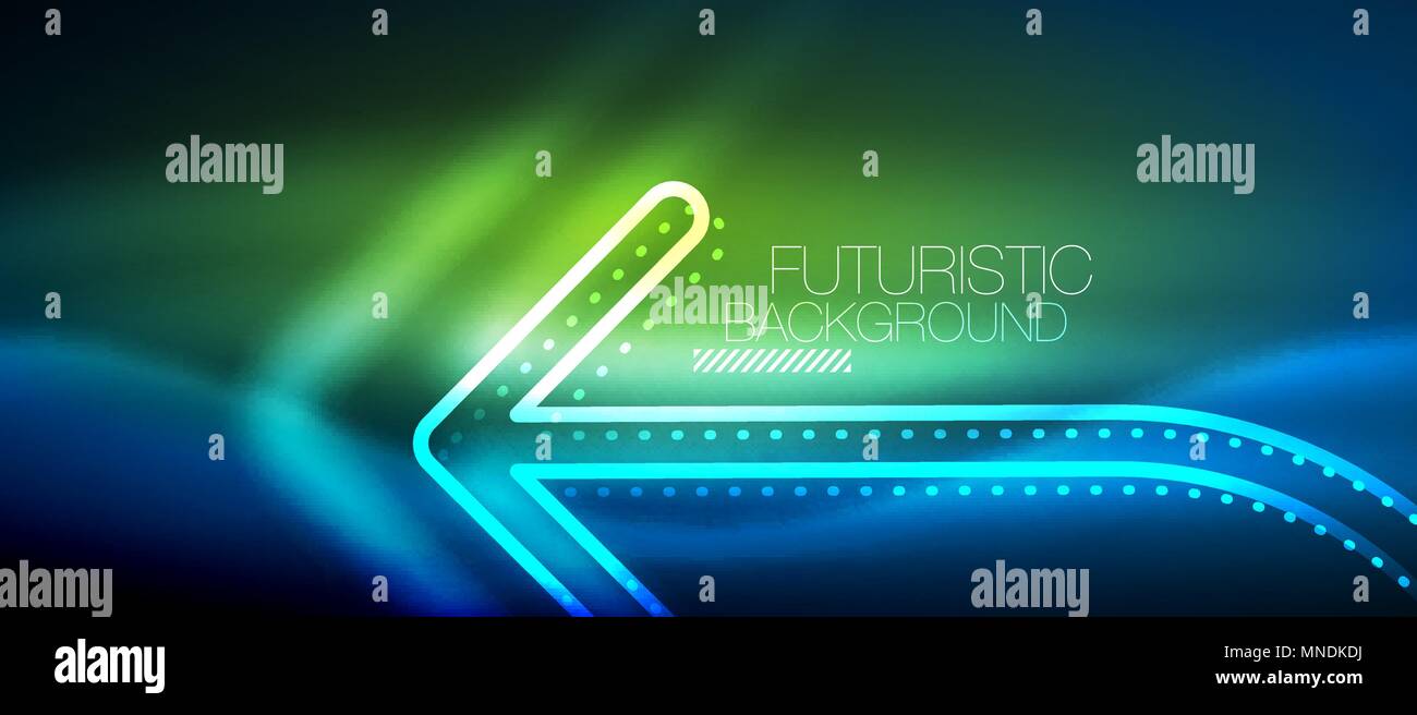 Techno neon glowing arrow background. Techno neon glowing arrow ...