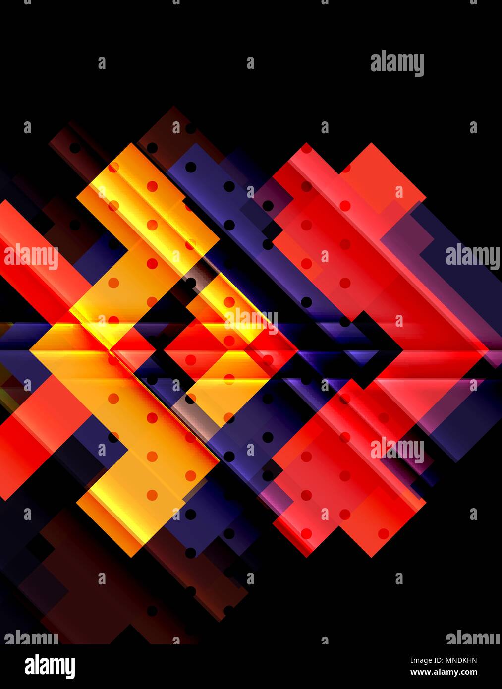 Colorful triangles and arrows on dark background. Colorful triangles ...
