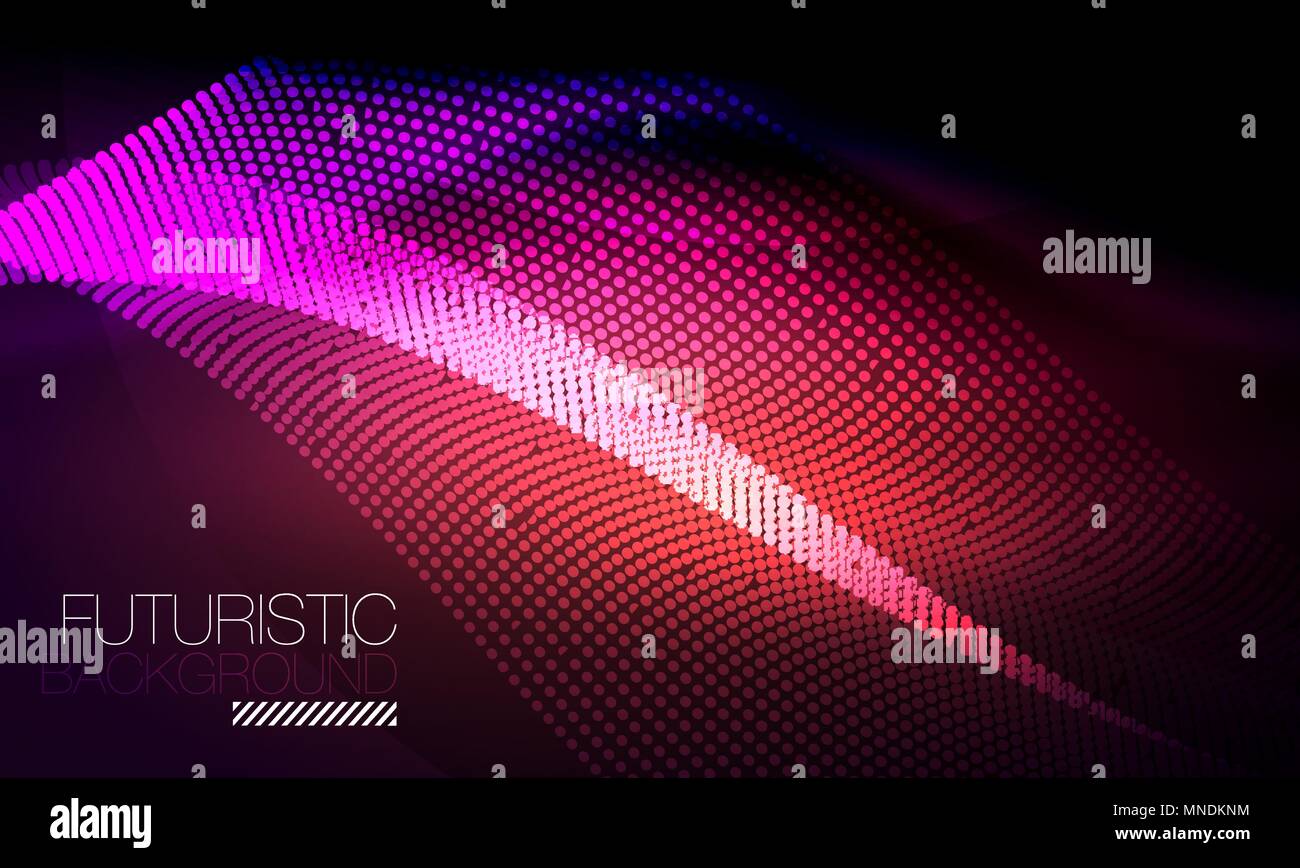 Smooth neon wave. Smooth smoke particle wave, big data techno ...