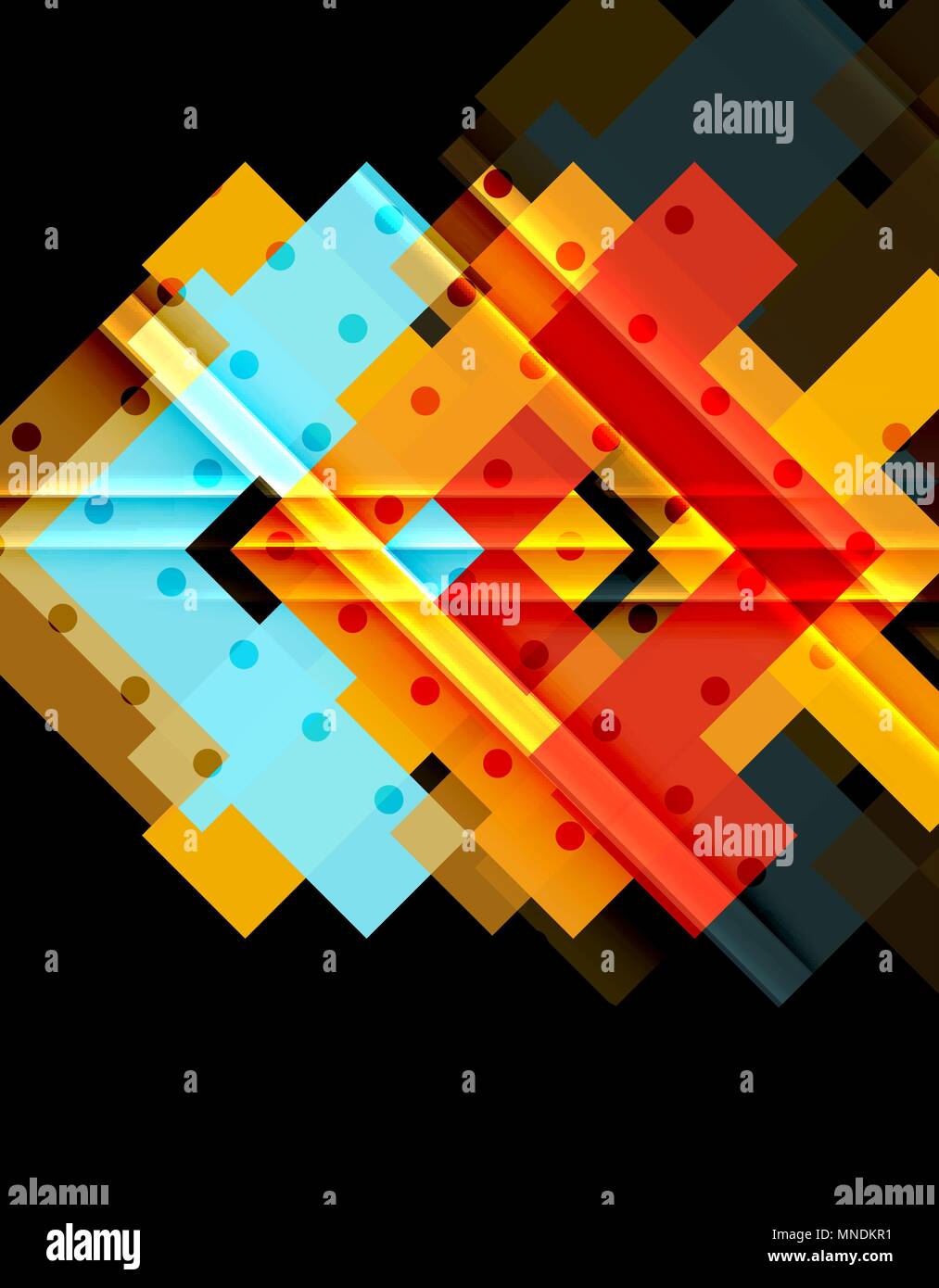 Colorful triangles and arrows on dark background. Colorful triangles ...