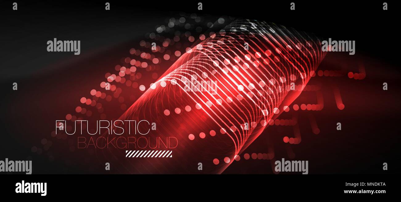 Neon glowing techno lines. Neon glowing techno lines, hi-tech red ...