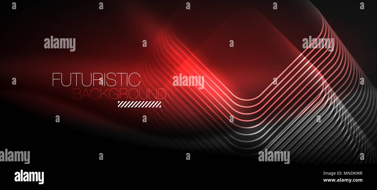 Neon glowing techno lines. Neon glowing techno lines, hi-tech red ...