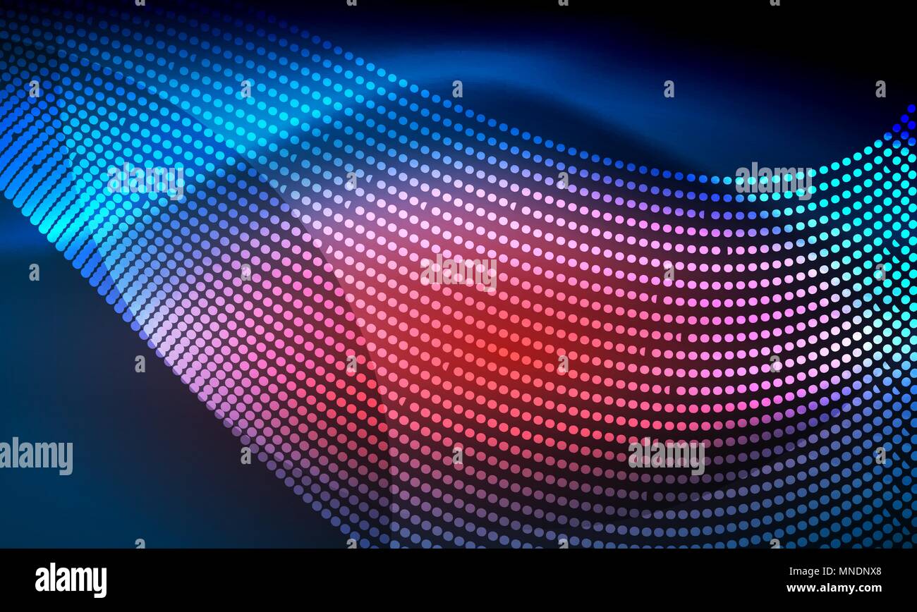 Smooth neon wave. Smooth smoke particle wave, big data techno ...