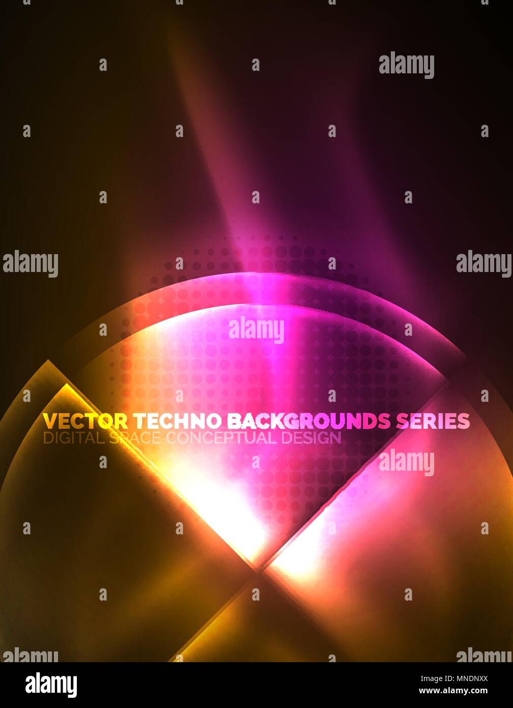 Circular glowing neon shapes, techno background. Circular glowing neon ...