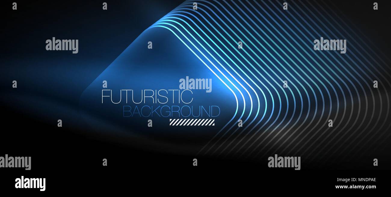 Neon glowing techno lines. Neon glowing techno lines, blue hi-tech ...