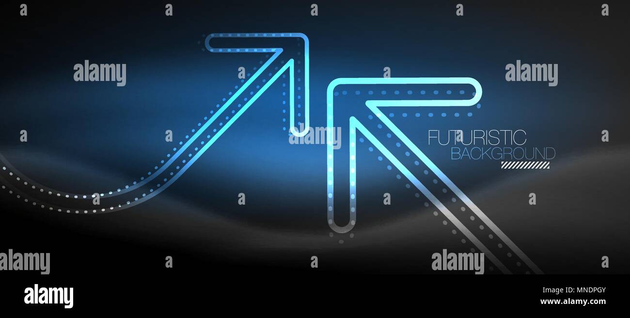 Techno neon glowing arrow background. Techno neon glowing arrow ...