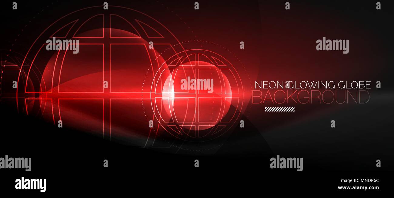 Techno globe concept, neon glow planet. Techno globe concept, neon glow ...