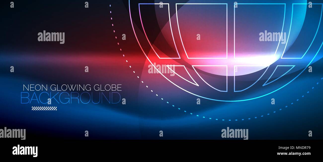 Techno globe concept, neon glow planet. Techno globe concept, neon glow ...