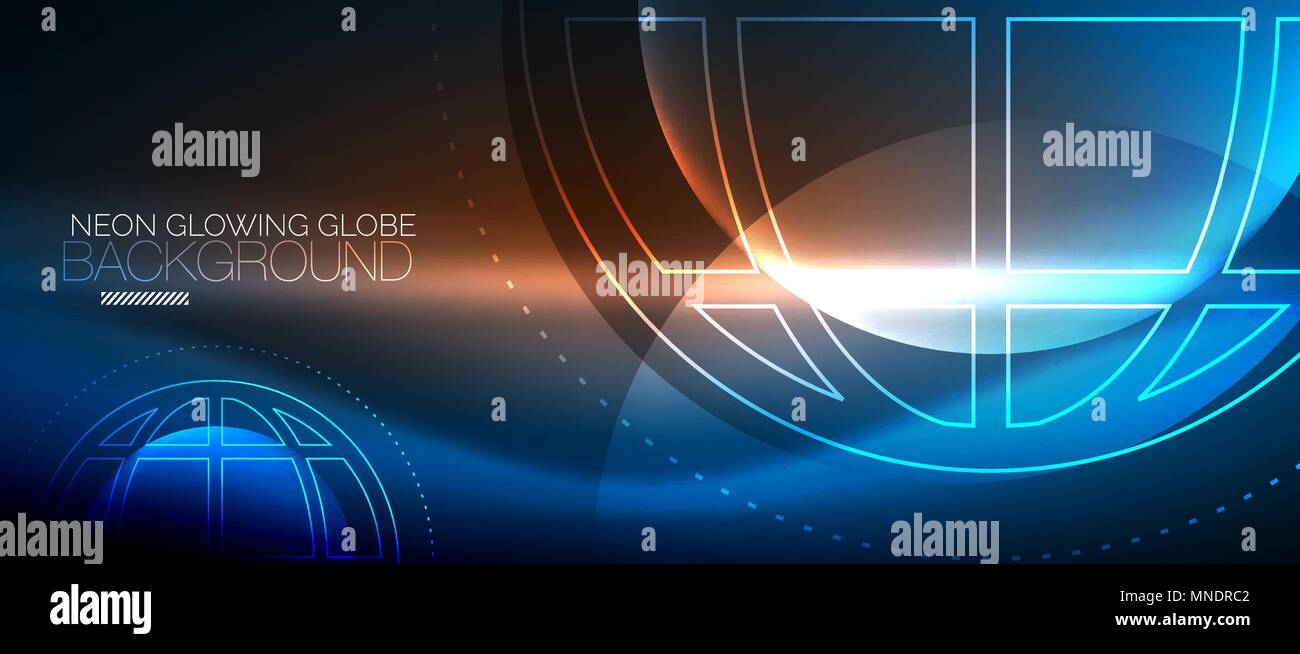 Techno globe concept, neon glow planet. Techno globe concept, neon glow ...