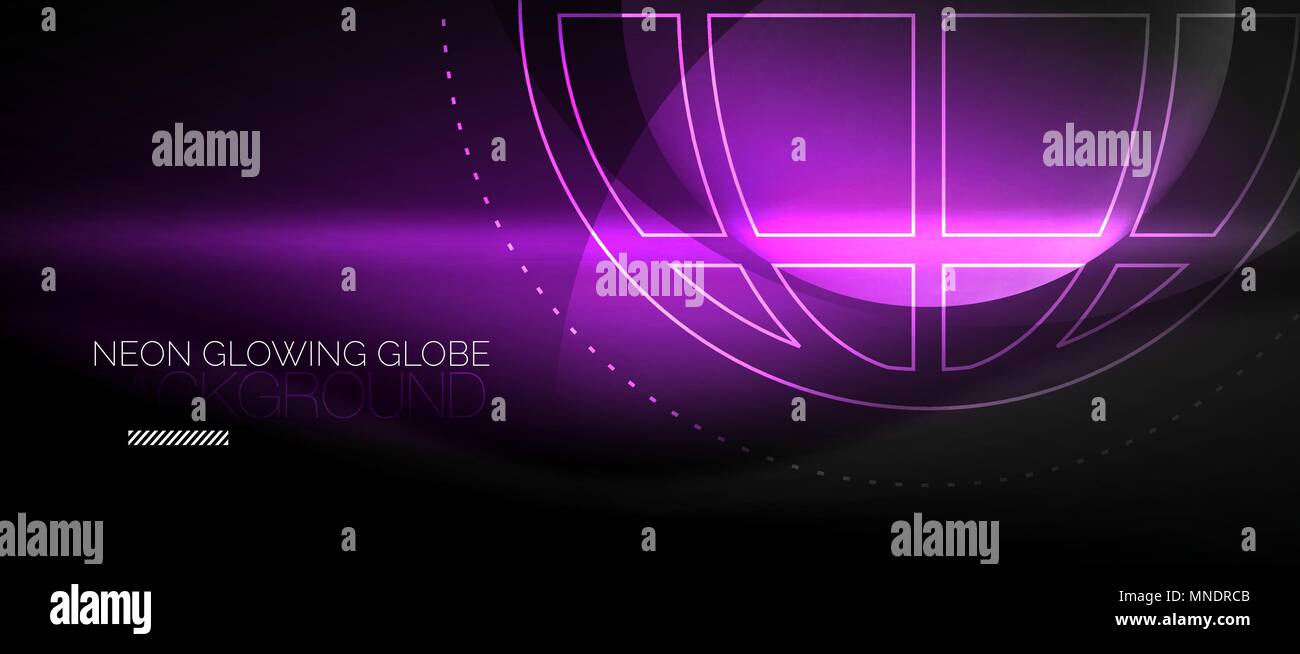 Techno globe concept, neon glow planet. Techno globe concept, neon glow ...