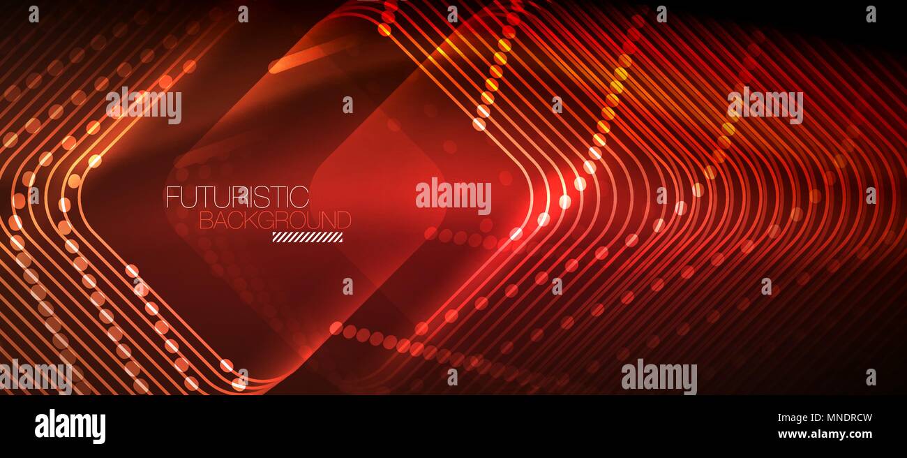 Neon glowing techno lines. Neon glowing techno lines, hi-tech ...