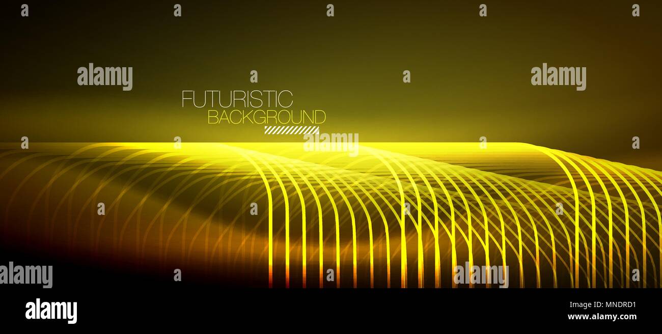 Neon glowing techno lines. Neon glowing techno lines, yellow hi-tech ...