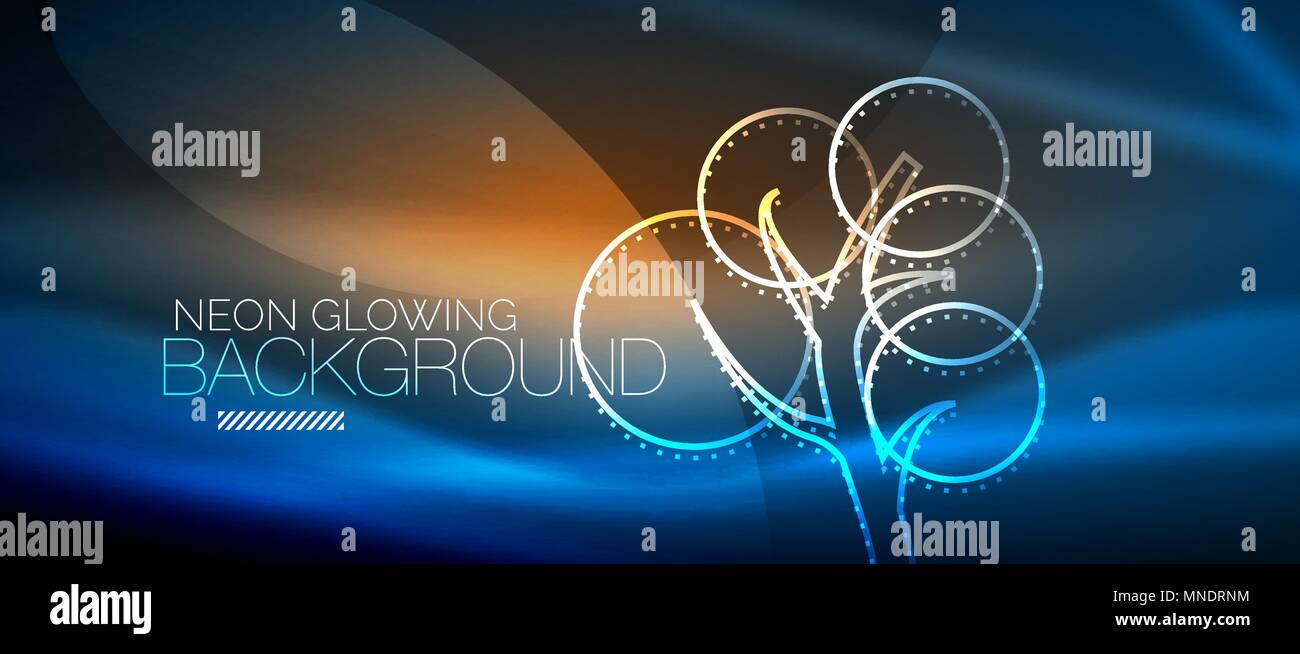 Vector neon glowing tree background. Vector neon glowing tree, nature ...