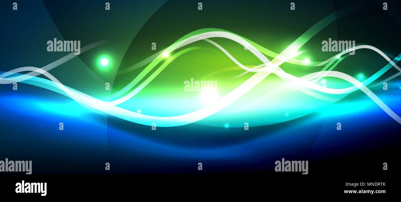 Bright neon lines wave. Bright neon lines wave, motion light trail ...