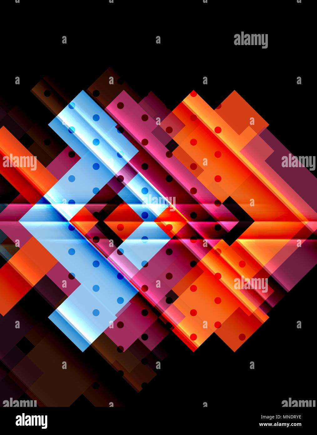 Colorful triangles and arrows on dark background. Colorful triangles ...