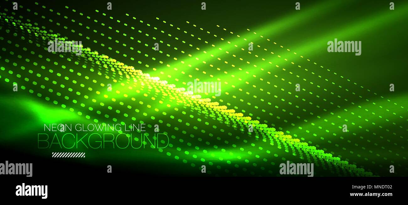 Neon green smooth wave digital abstract background. Neon vector smooth ...