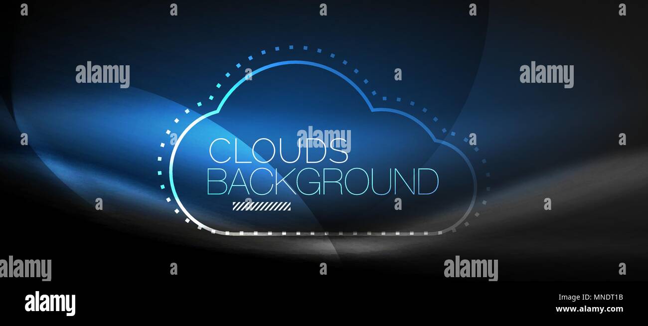 Vector cloud computing, storage concept. Vector blue cloud computing, storage concept, neon ...