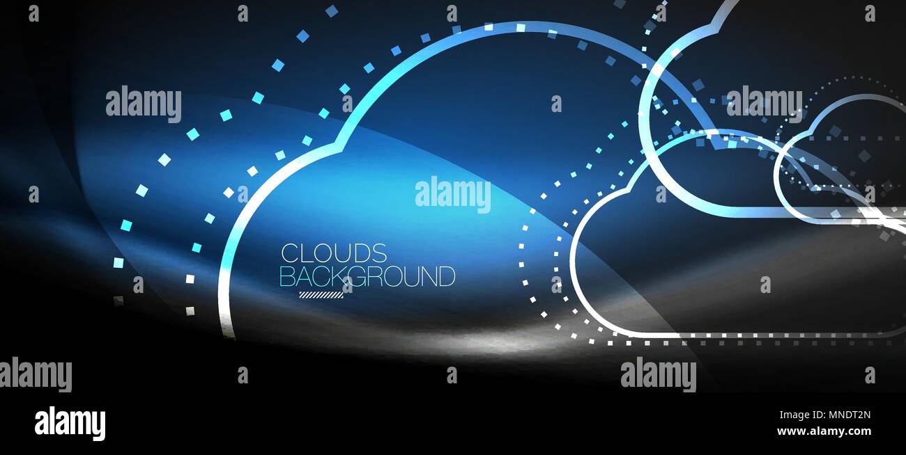Vector cloud computing, storage concept. Vector blue cloud computing, storage concept, neon ...