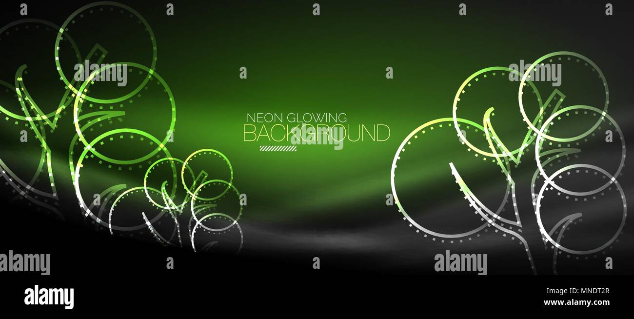 Vector neon glowing tree background. Vector neon glowing tree, nature ...