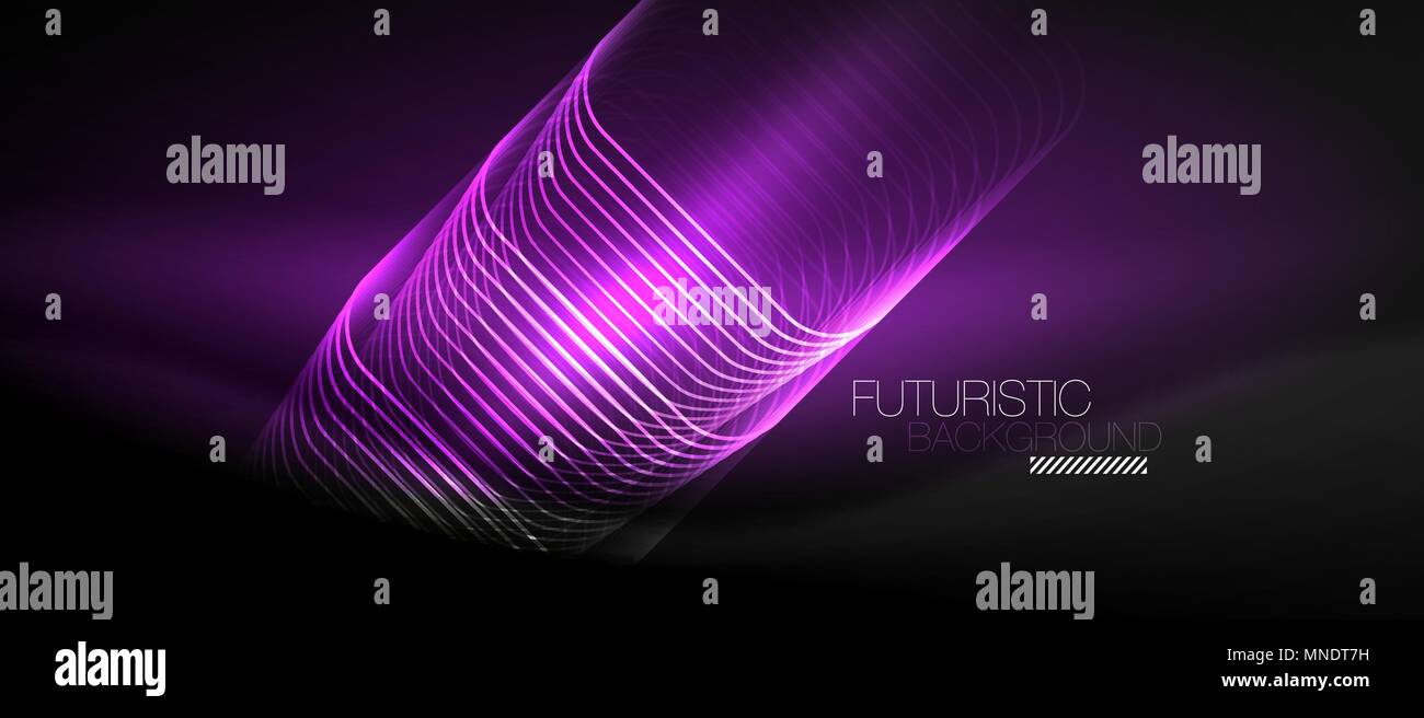 Neon glowing techno lines. Neon glowing techno lines, hi-tech ...