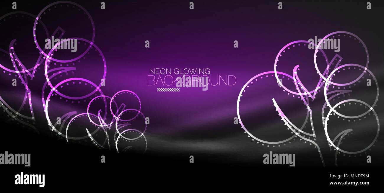 Vector neon glowing tree background. Vector neon glowing tree, nature ...