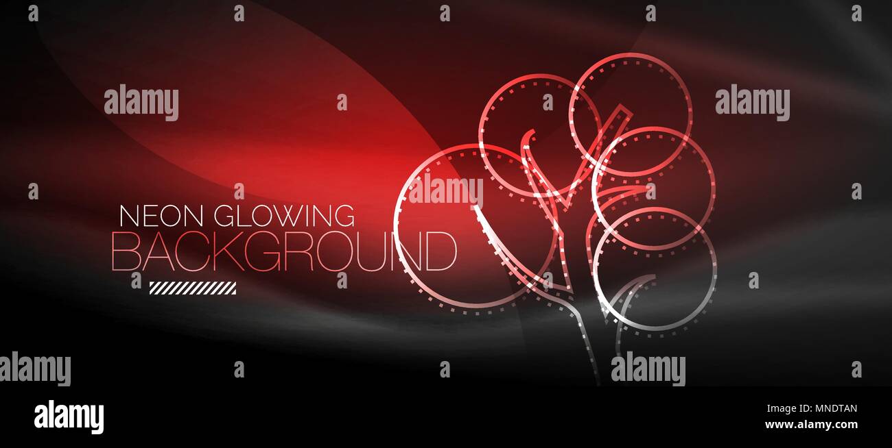 Vector neon glowing tree background. Vector neon glowing tree, nature ...