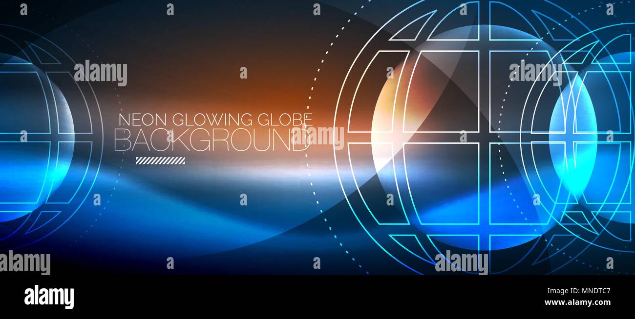 Techno globe concept, neon glow planet. Techno globe concept, neon glow ...