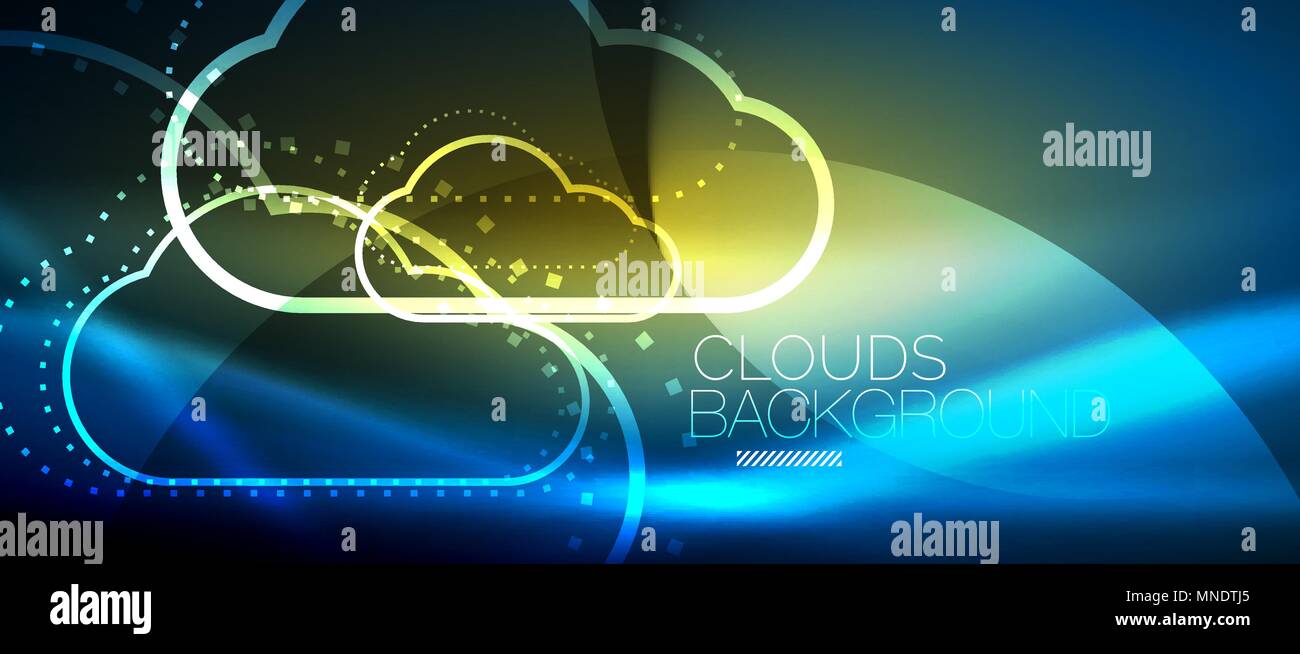 Vector Cloud Computing Storage Concept Vector Blue Cloud Computing Storage Concept Neon