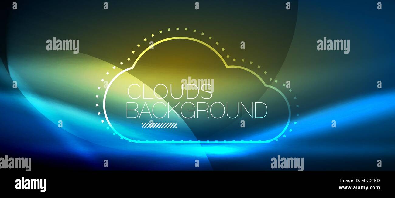 Vector cloud computing, storage concept. Vector blue cloud computing, storage concept, neon ...