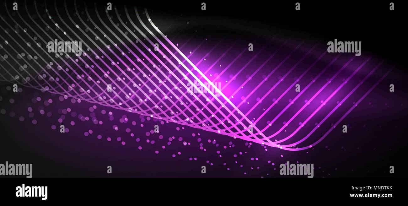 Neon glowing techno lines. Neon glowing techno lines, hi-tech purple ...