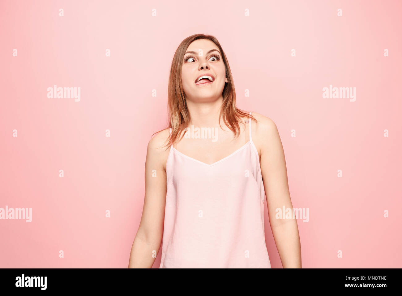 The squint eyed woman with weird expression Stock Photo - Alamy