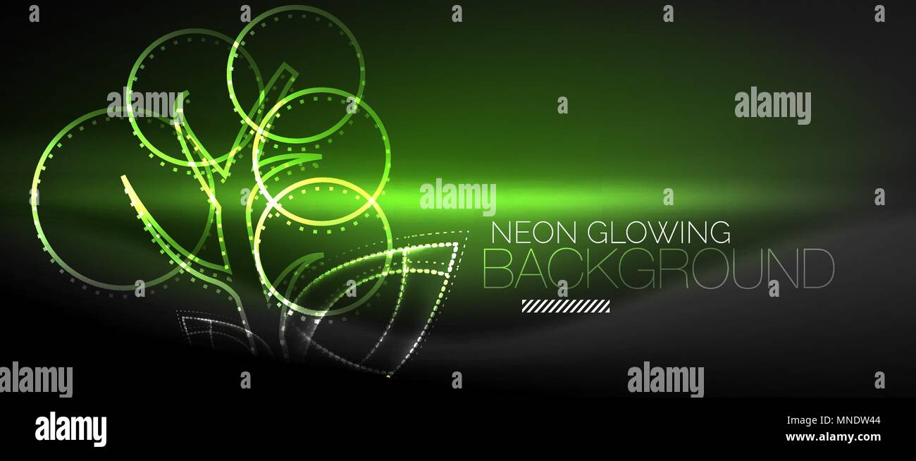 Vector neon glowing tree background. Vector neon glowing tree, nature ...