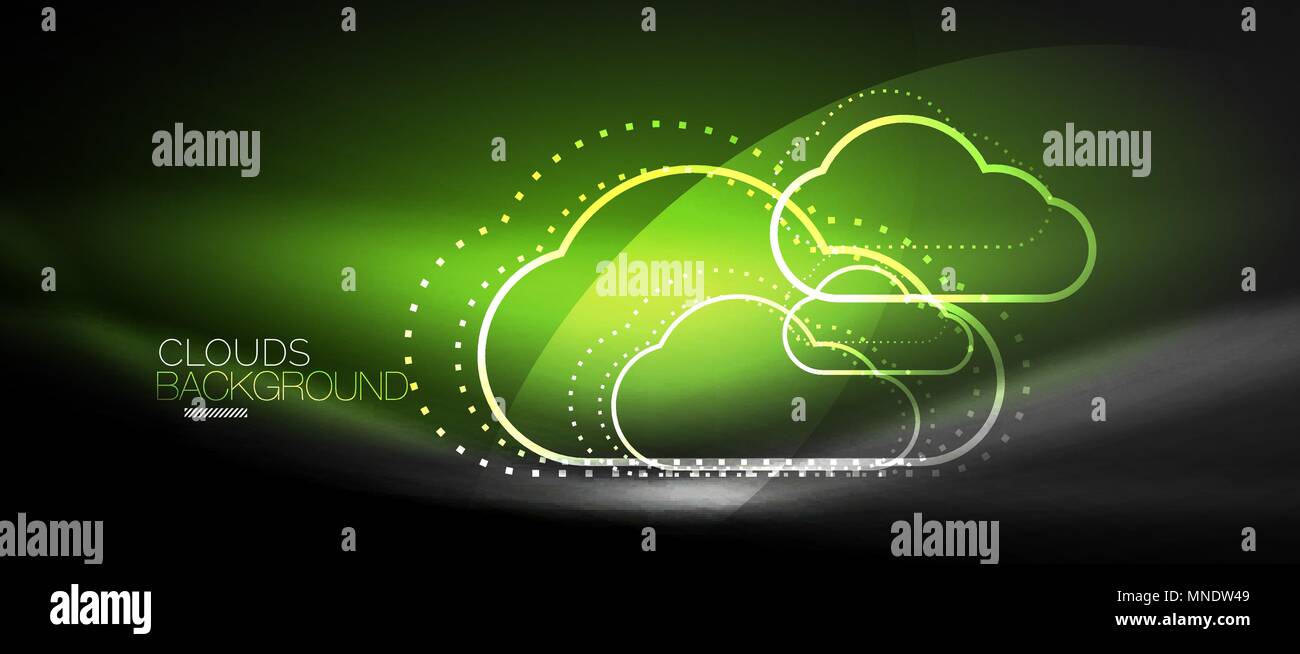 Vector cloud computing, storage concept. Vector cloud computing, storage concept, neon digital ...