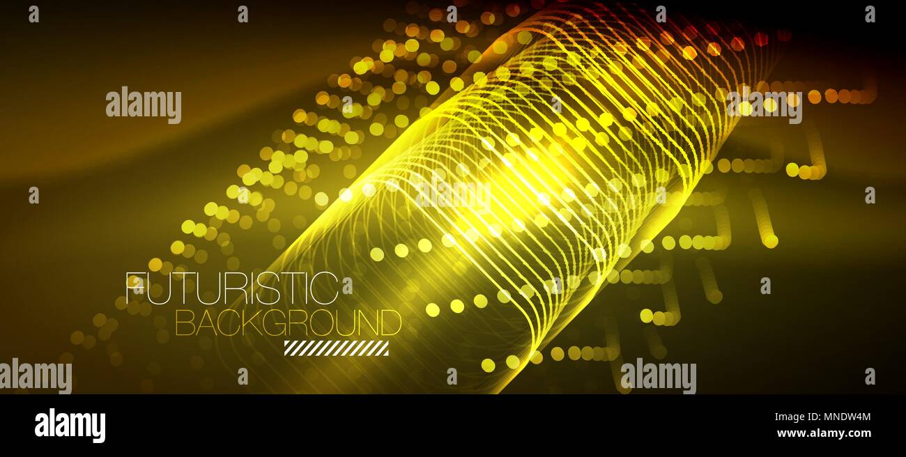 Neon glowing techno lines. Neon glowing techno lines, yellow hi-tech ...