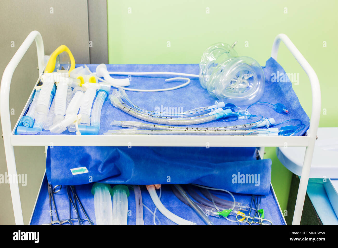Set of tools for intubation tracheas Stock Photo - Alamy