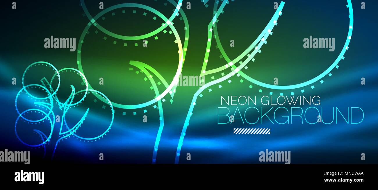 Vector neon glowing tree background. Vector neon glowing tree, nature ...