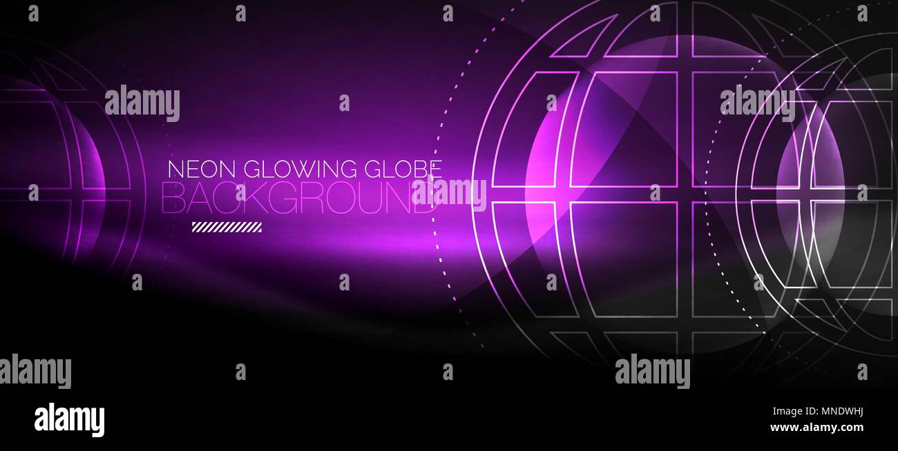 Techno globe concept, neon glow planet. Techno globe concept, neon glow ...