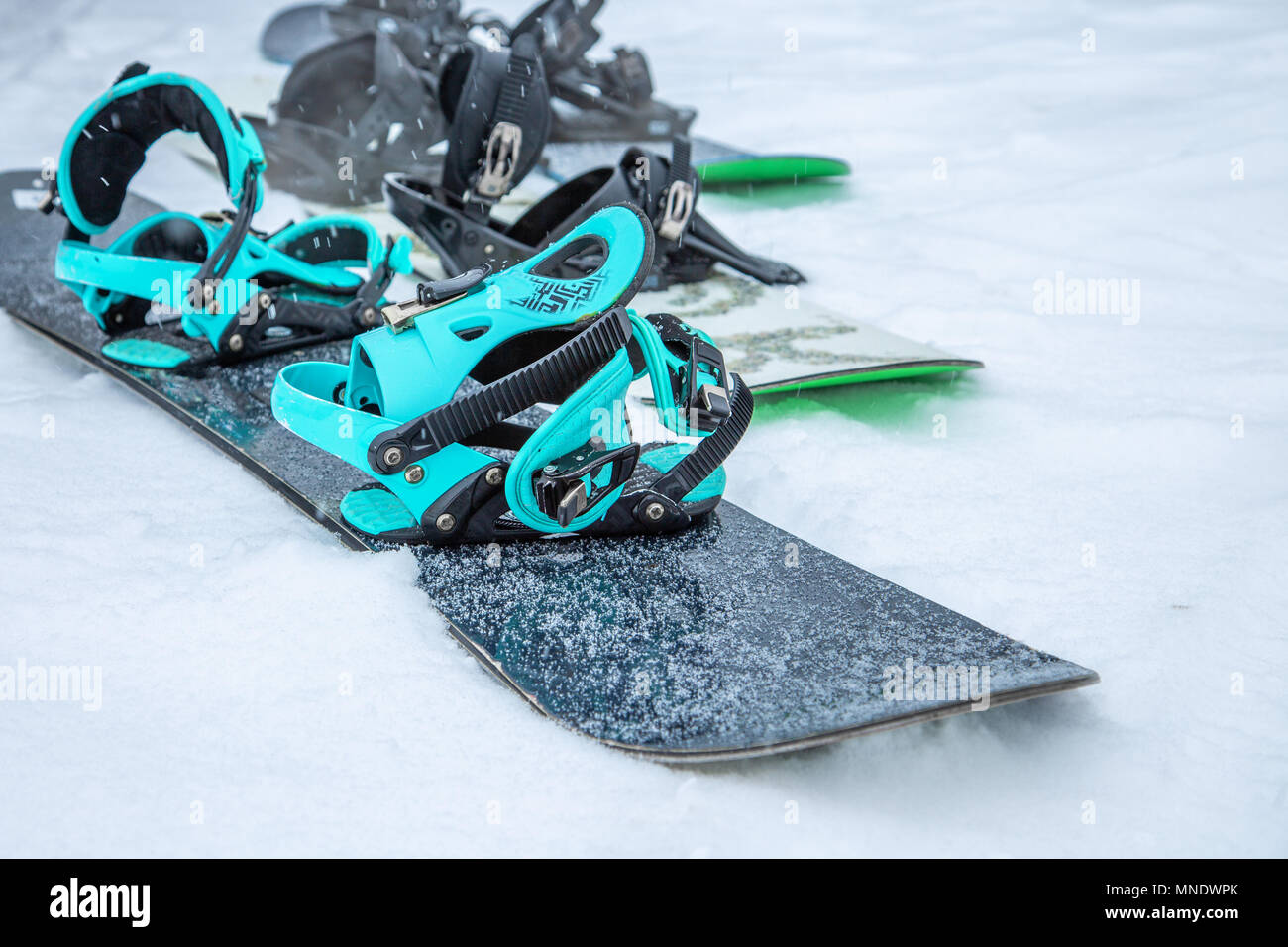 snowboard on snow background Stock Photo - Alamy